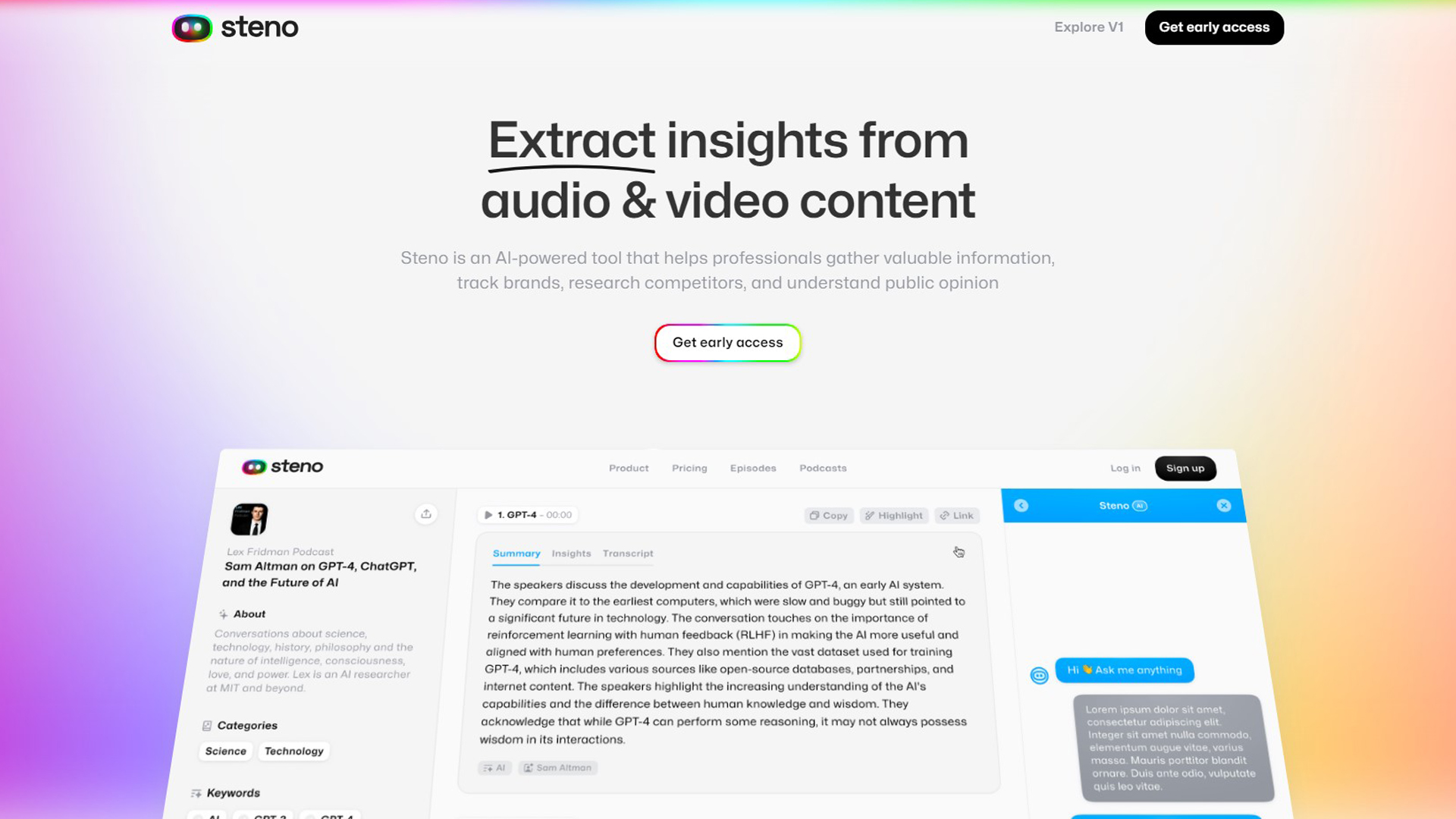 Steno AI: Extract Insights from Audio & Video - All Ai Website