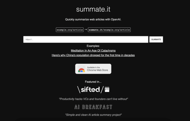 Summate.it: AI Summarization for Web Articles - All Ai Website