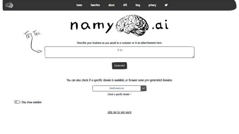 Namy.ai: Domain Name Generator - All Ai Website