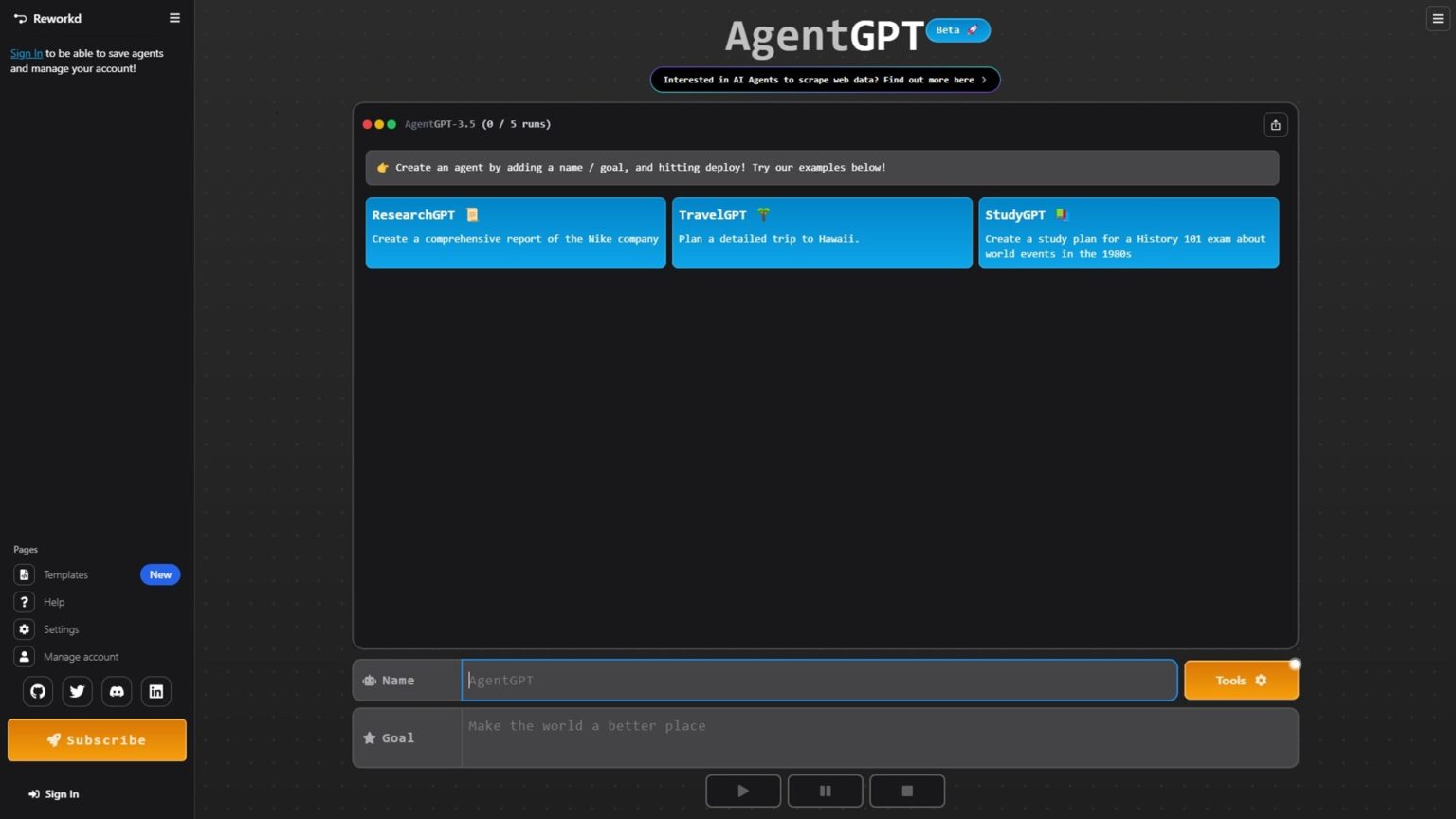 AgentGPT - All Ai Website