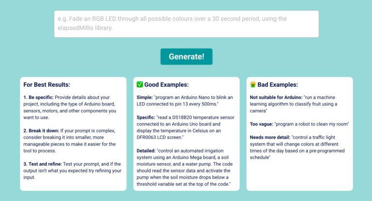 Duino Code Generator: Generate Arduino Codes - All Ai Website