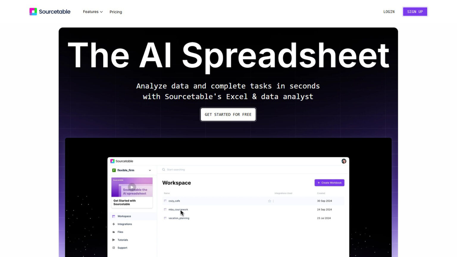 Sourcetable - All Ai Website
